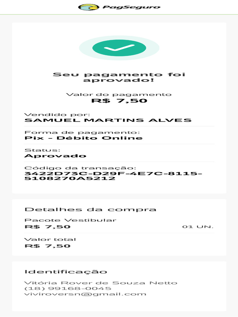 Comprovante Pagseguro | PDF