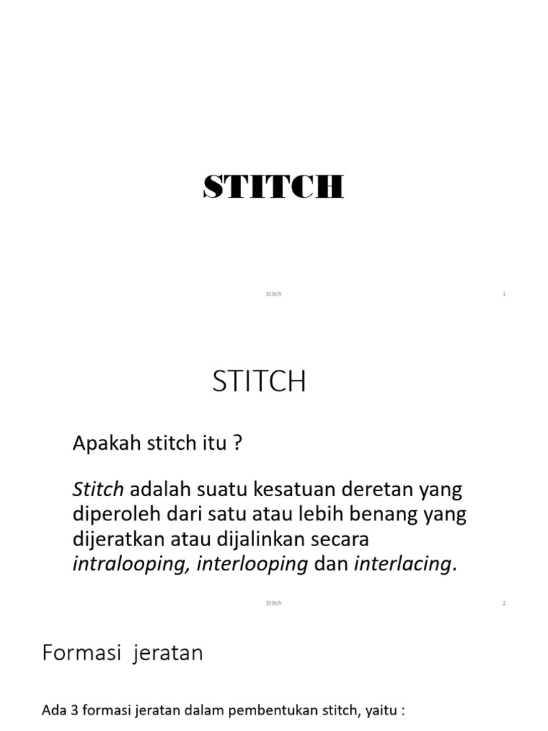 Klasifikasi dan Jenis Stitch dalam Jahitan | PDF | Metode & Bahan Ajar ...