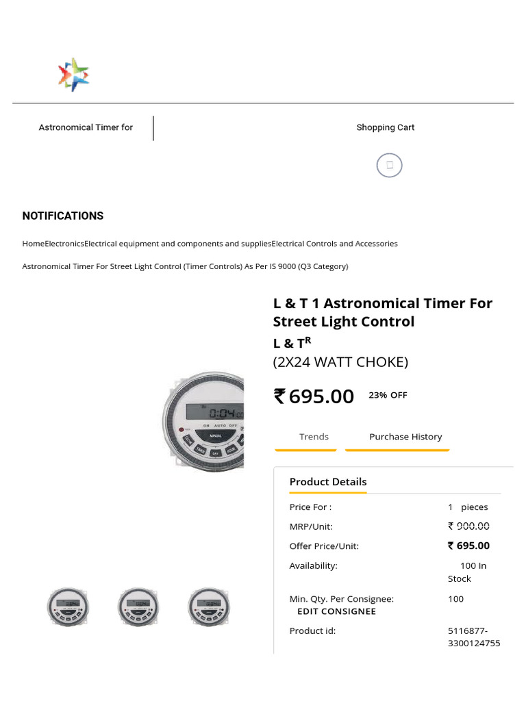 Buy L & T 1 Astronomical Timer For Street Light Control Online ...