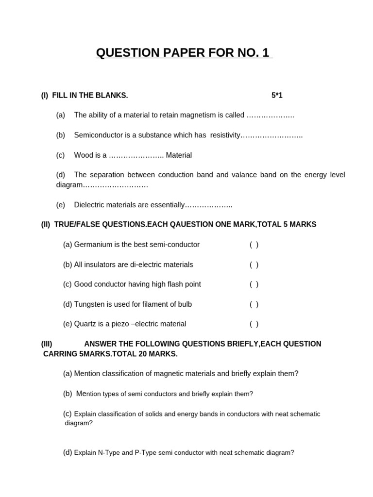 Eem Question Bank | PDF | Semiconductors | Electrical Resistivity And Conductivity