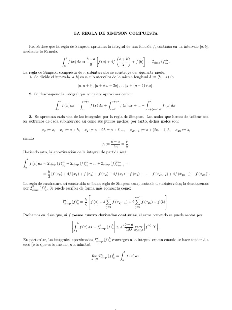 Regla de Simpson Compuesta | PDF | Ciencia y matemáticas