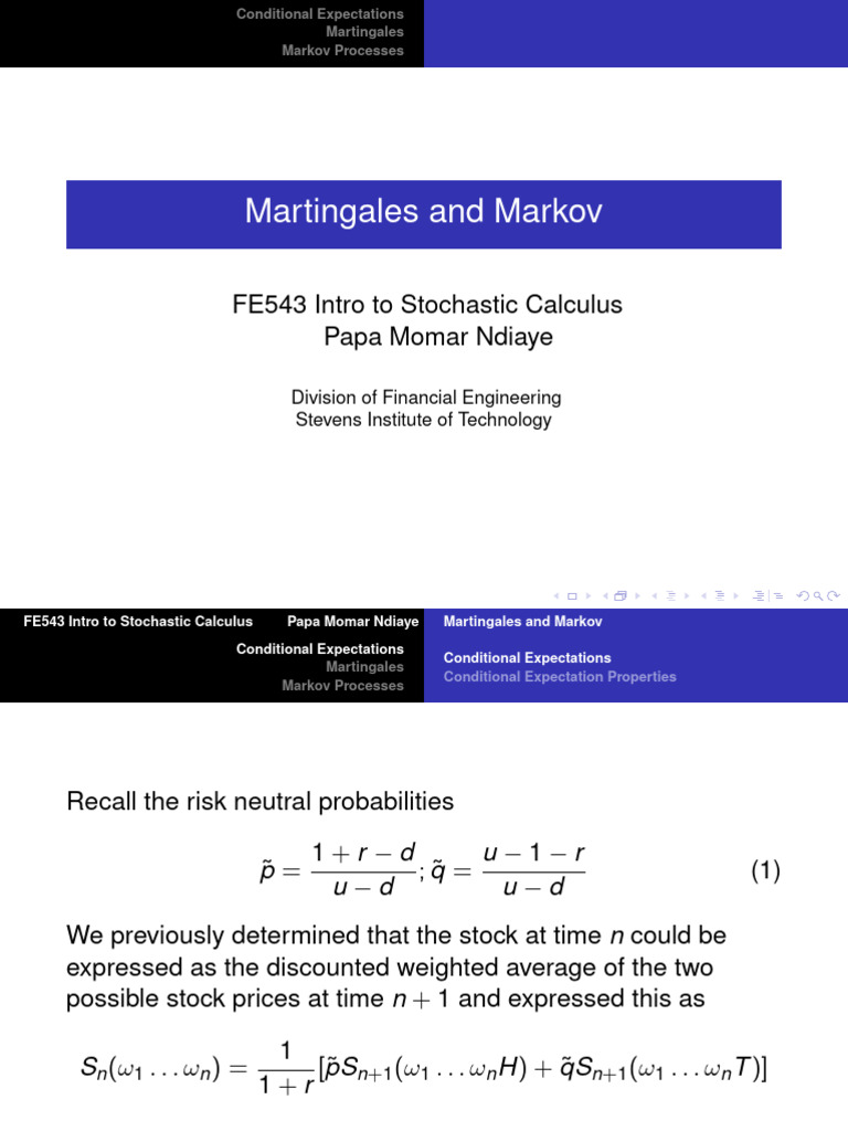 Martingale and Markov Processes | PDF | Expected Value | Stochastic Process