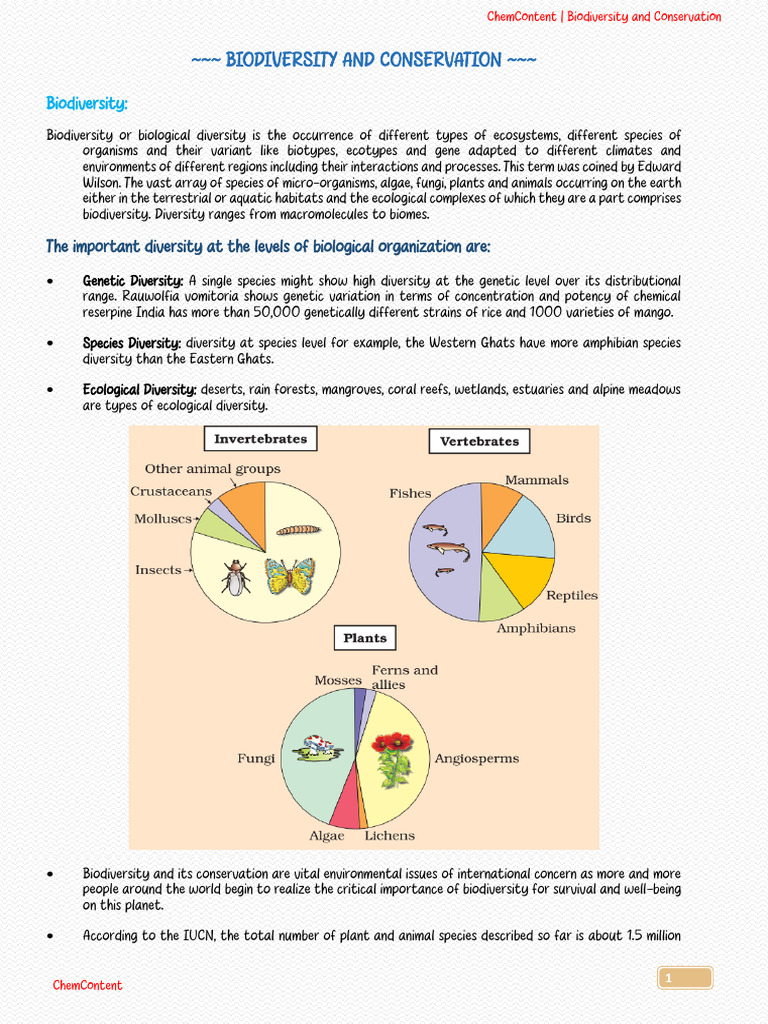 15.biodiversity and Conservation | PDF | Biodiversity | Conservation ...