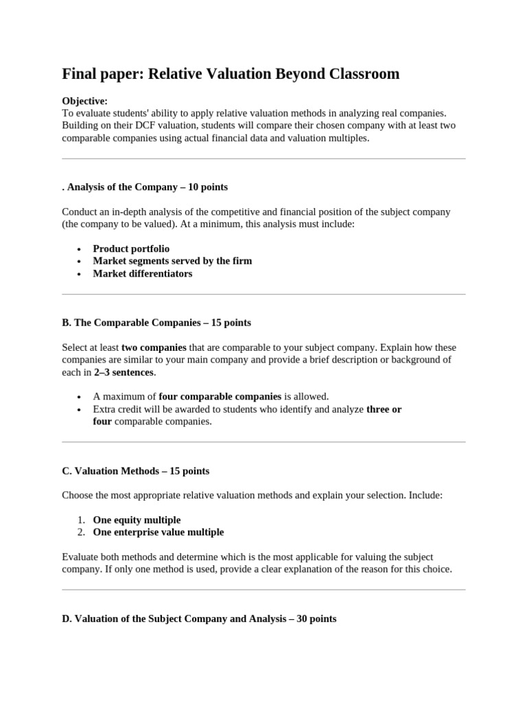Final Paper - Relative Valuation | PDF | Valuation (Finance)