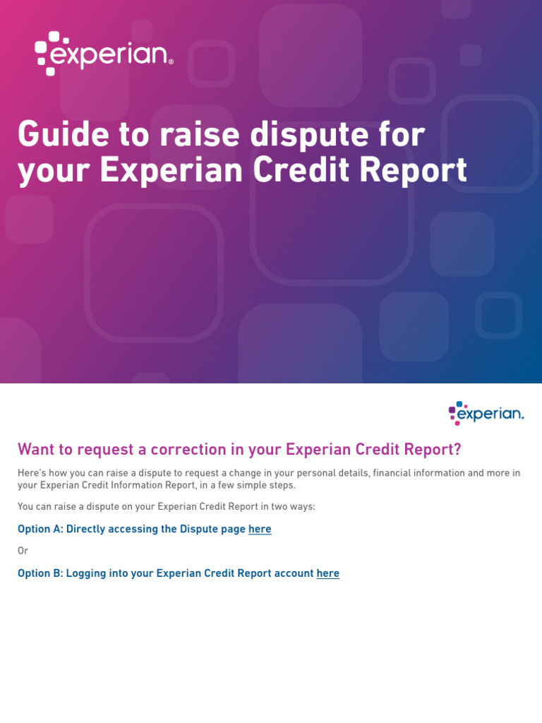 Experian Credit Report - Dispute Guide - 2022 | PDF | Credit History ...