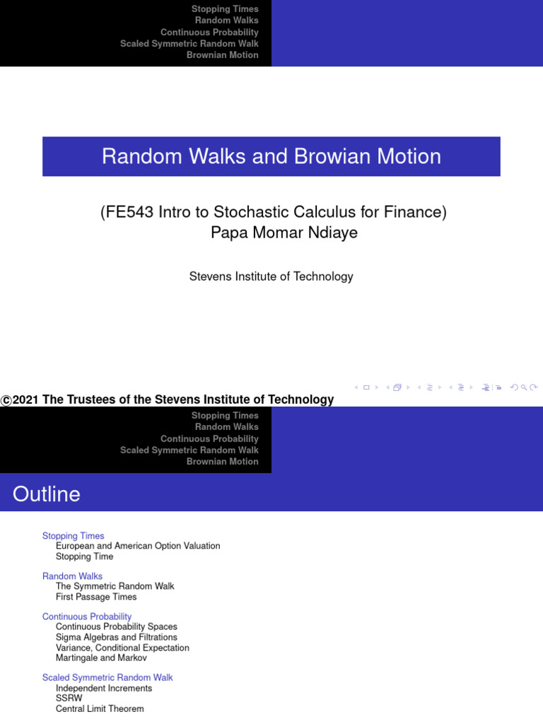 Random Walks and Brownian Motion | PDF | Measure Theory | Probability Theory