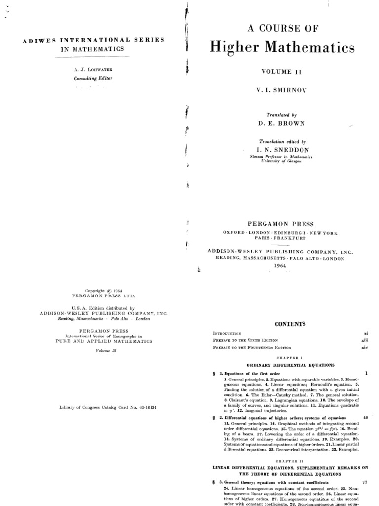 A Course of Higher Mathematics-Smirnov-Vol2 | PDF