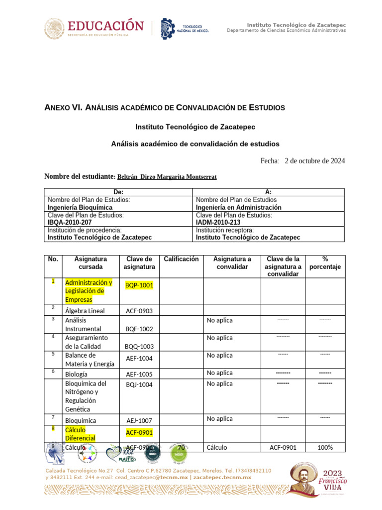 Convalidación BQ | PDF | Ingeniería