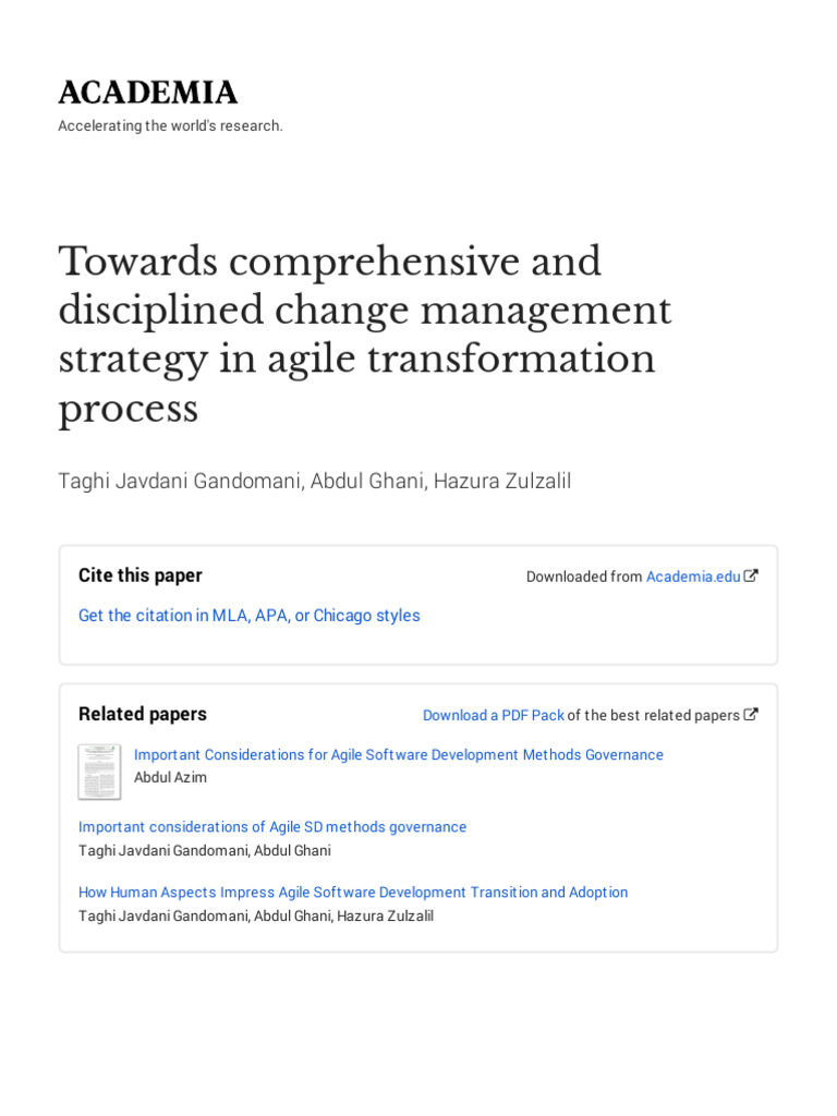 Agile Transformation Change Management | PDF | Agile Software ...