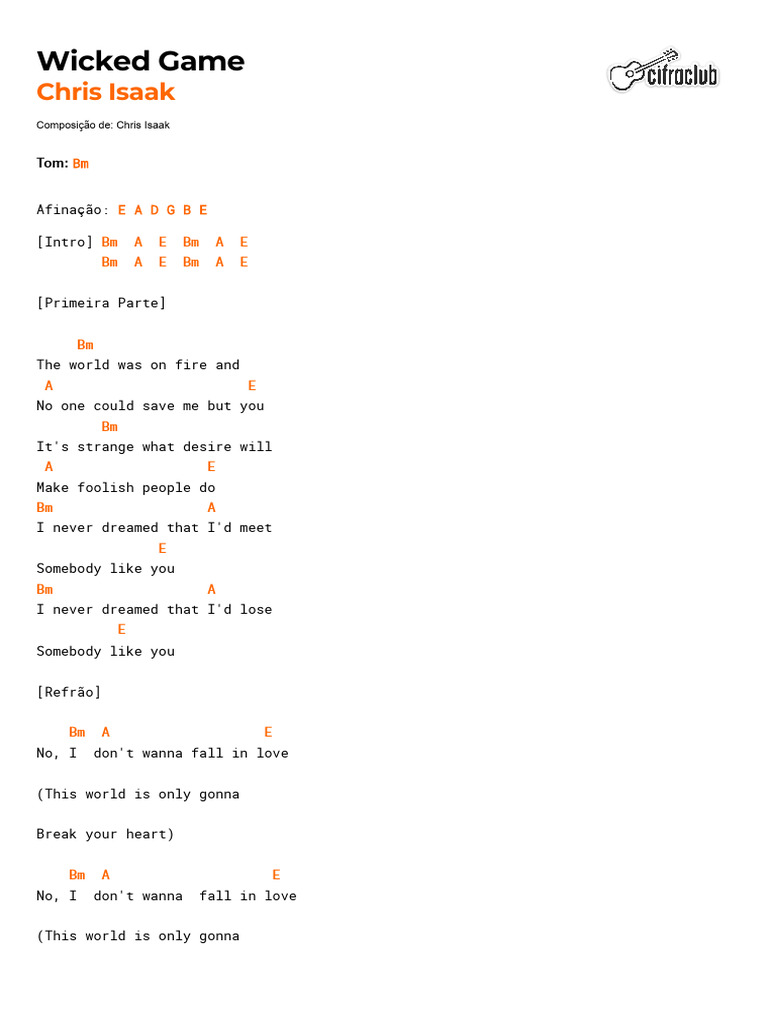 Chris Isaak - Wicked Game | PDF | Rock Songs | Music Videos