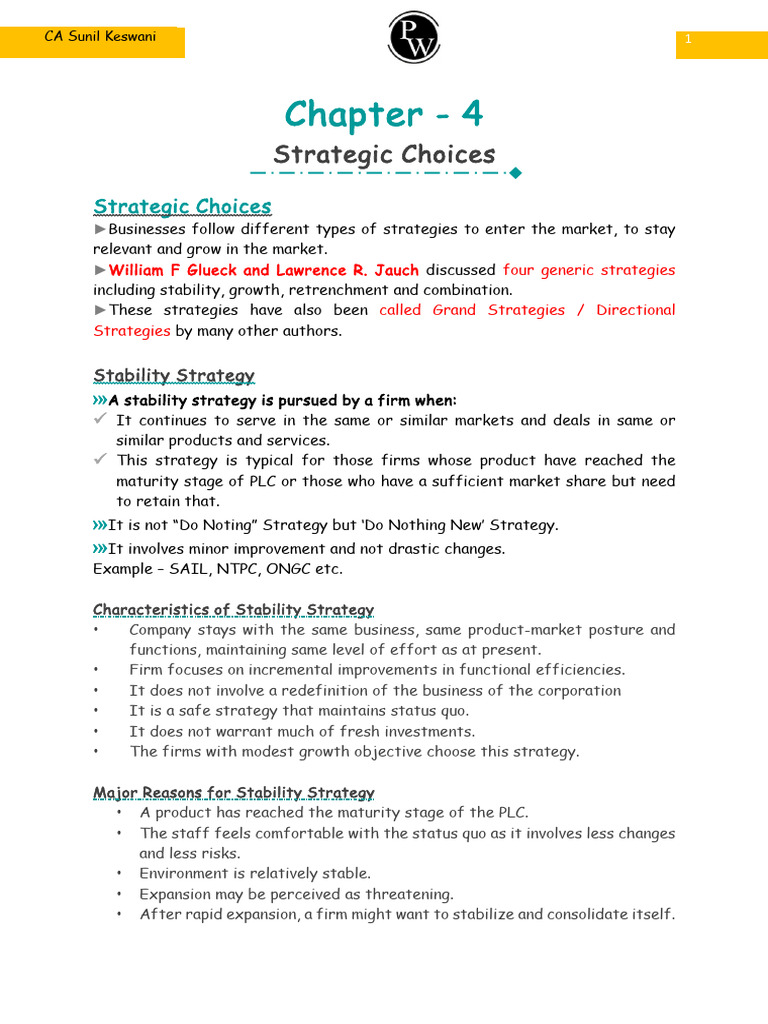 Chapter - 4 - Strategic Choices | PDF | Mergers And Acquisitions ...