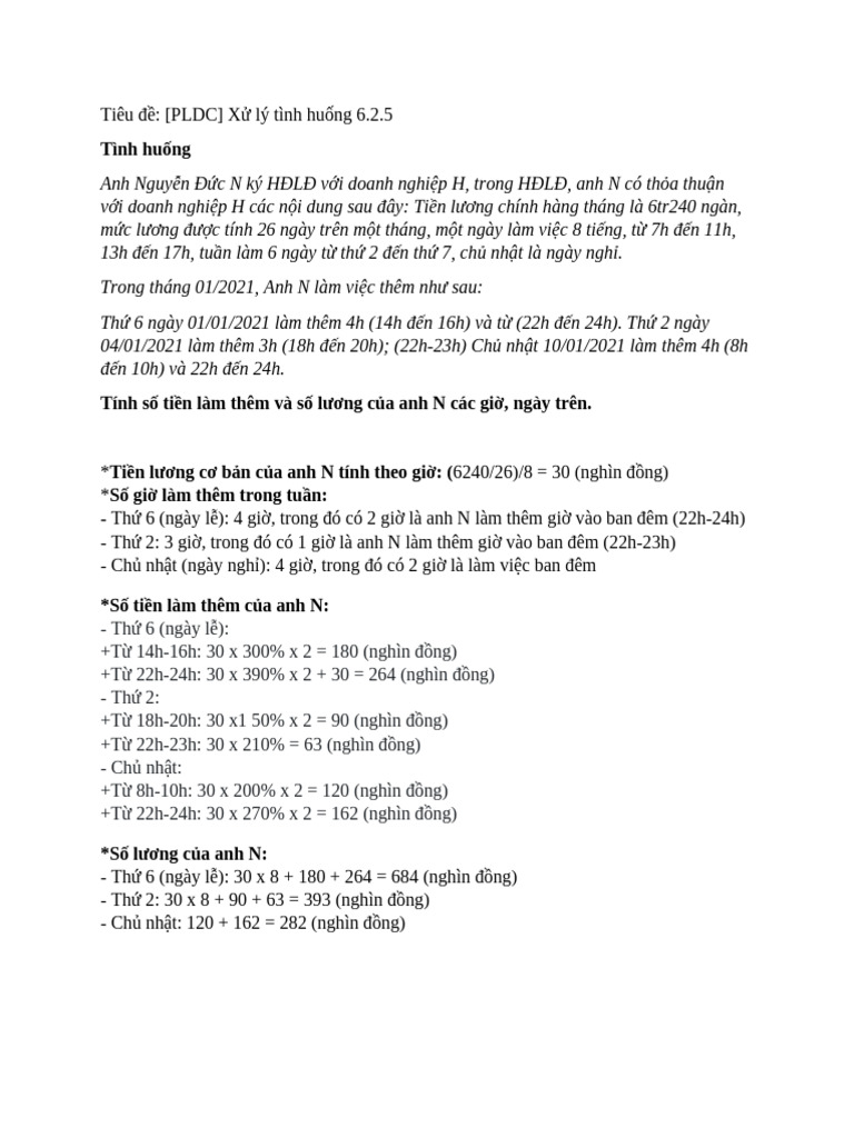 (PLDC) Xử lý tình huống 6.2.5 | PDF