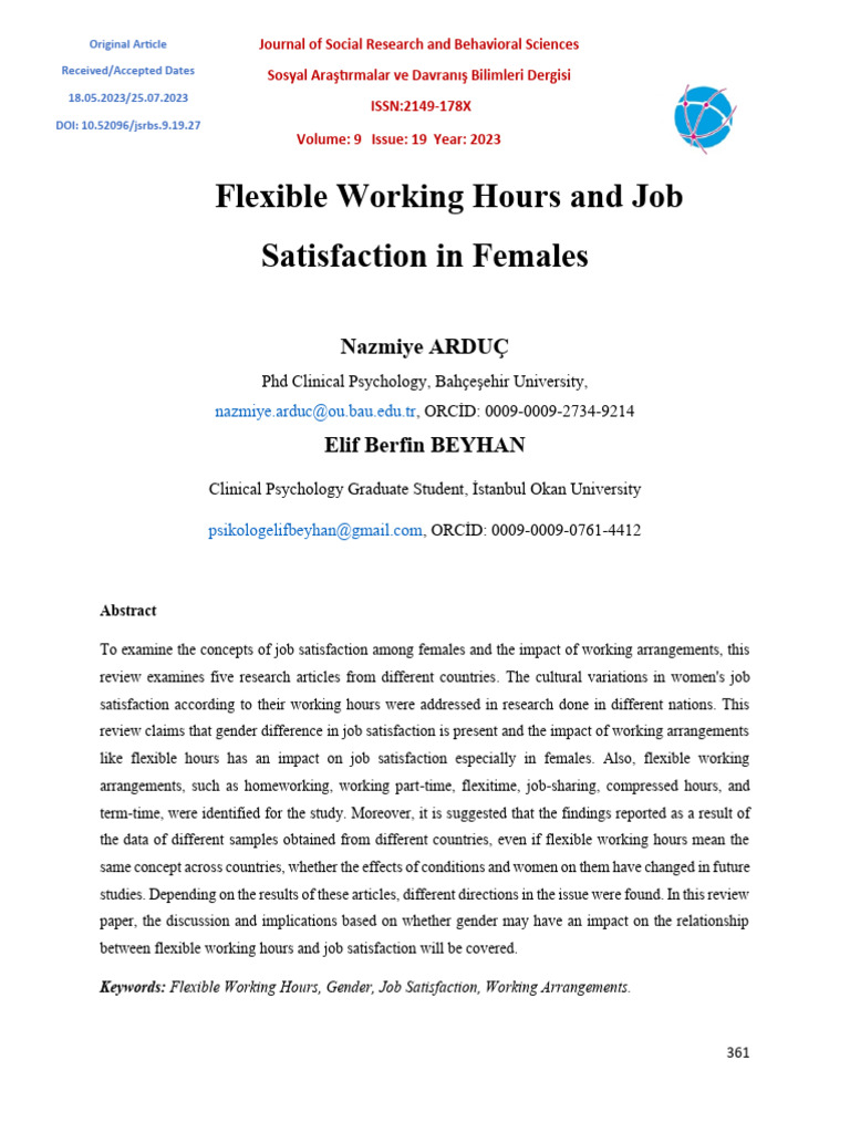 Flexible Hours and Female Job Satisfaction | PDF | Job Satisfaction ...