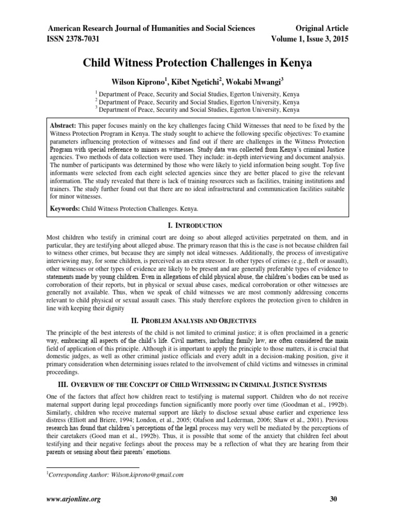 Child Witness Protection Challenges in K | PDF | Witness | Courtroom