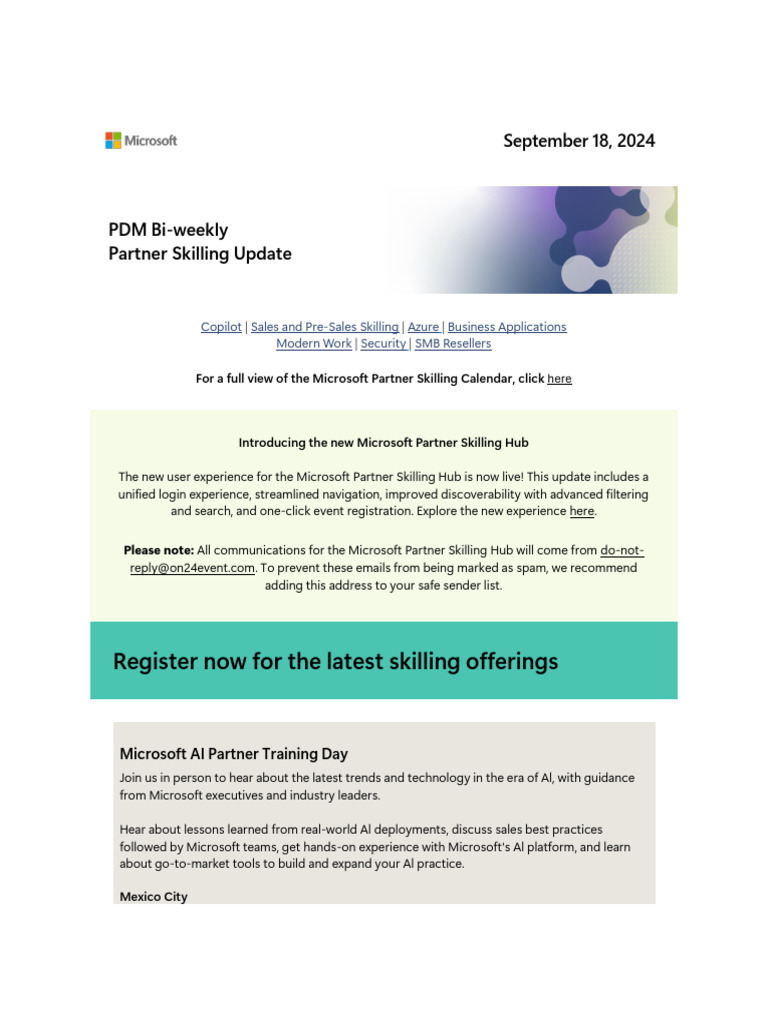 Biweekly Partner Skilling Update Sep 18 | PDF | Microsoft Azure | Microsoft