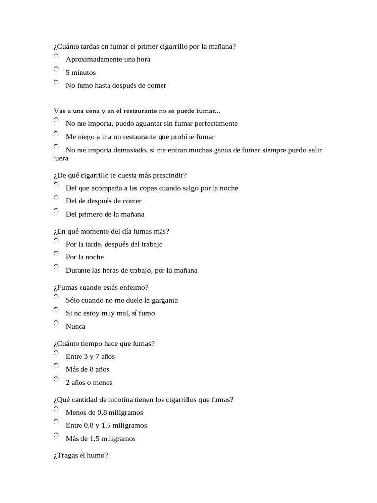 TEST cigarrillo | PDF | De fumar | Tabaco