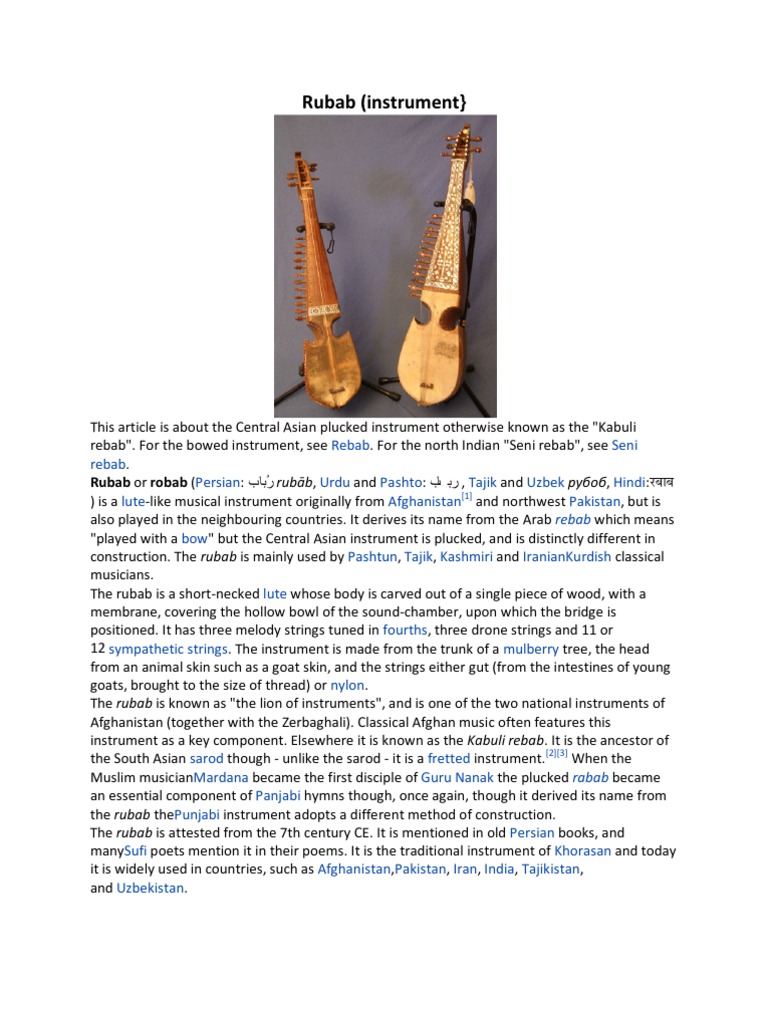 Rubab | PDF | Musical Instruments | Necked Lutes