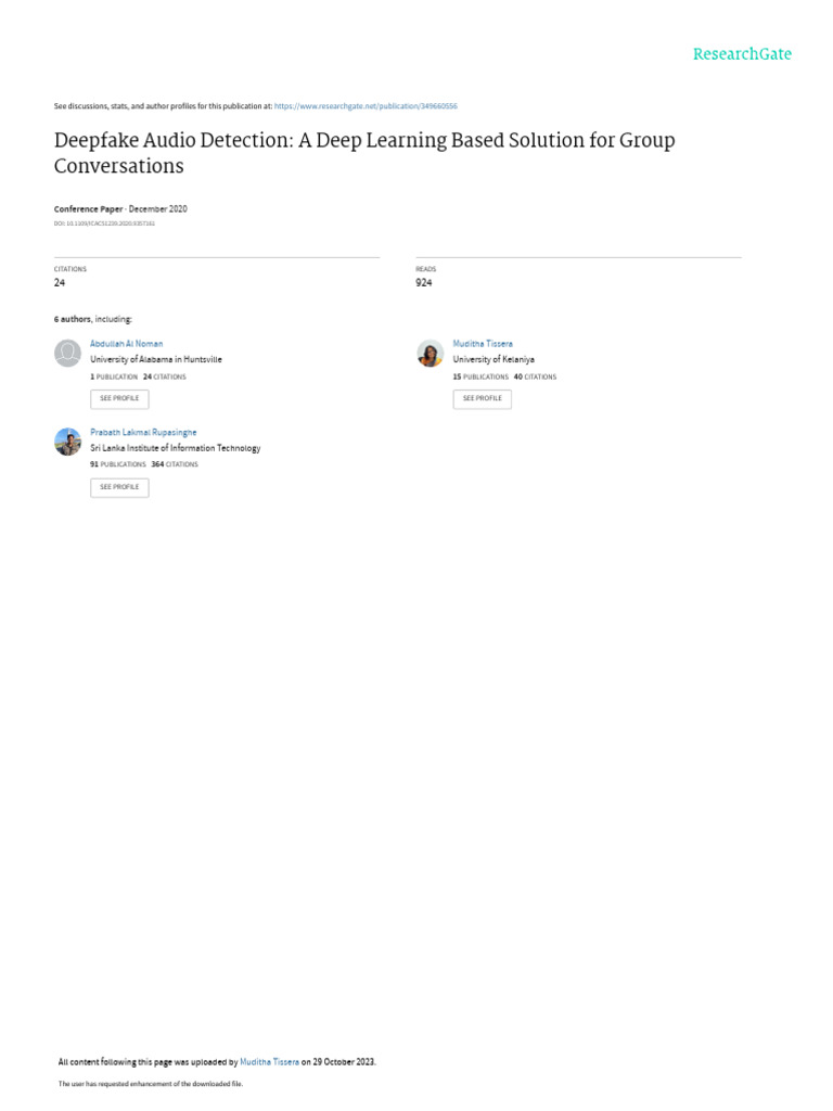 IV Deepfake Audio Detection A Deep Learning Based Solution For Group Conversations | PDF ...