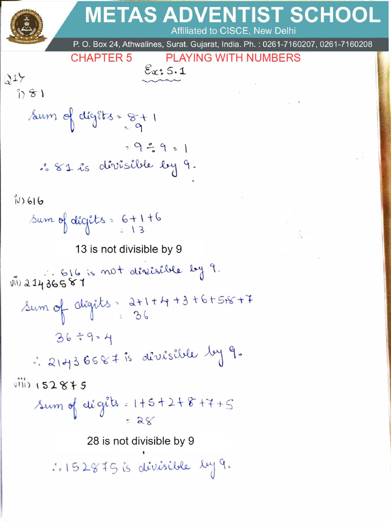 Chapter 5 Playing With Numbers | PDF