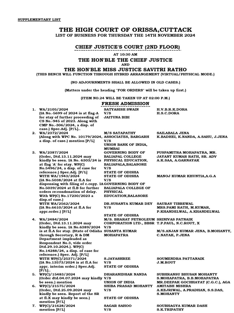 The High Court of Orissa, Cuttack | PDF