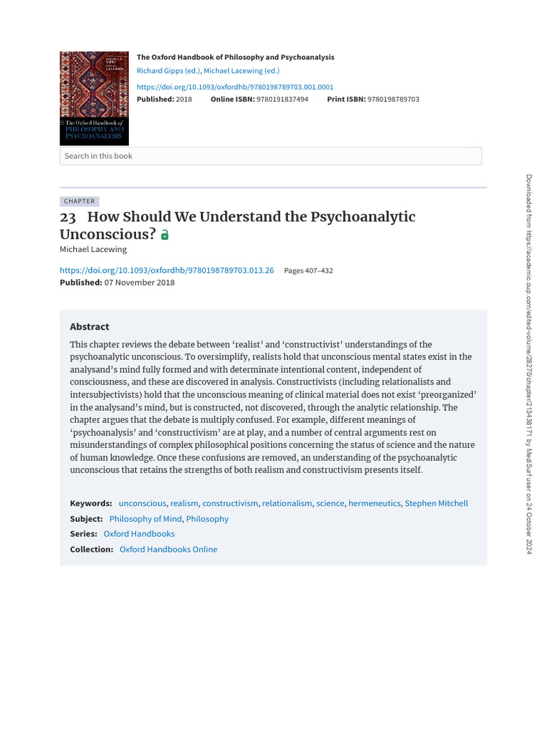 Lacewing Unconscious | PDF | Psychoanalysis | Unconscious Mind