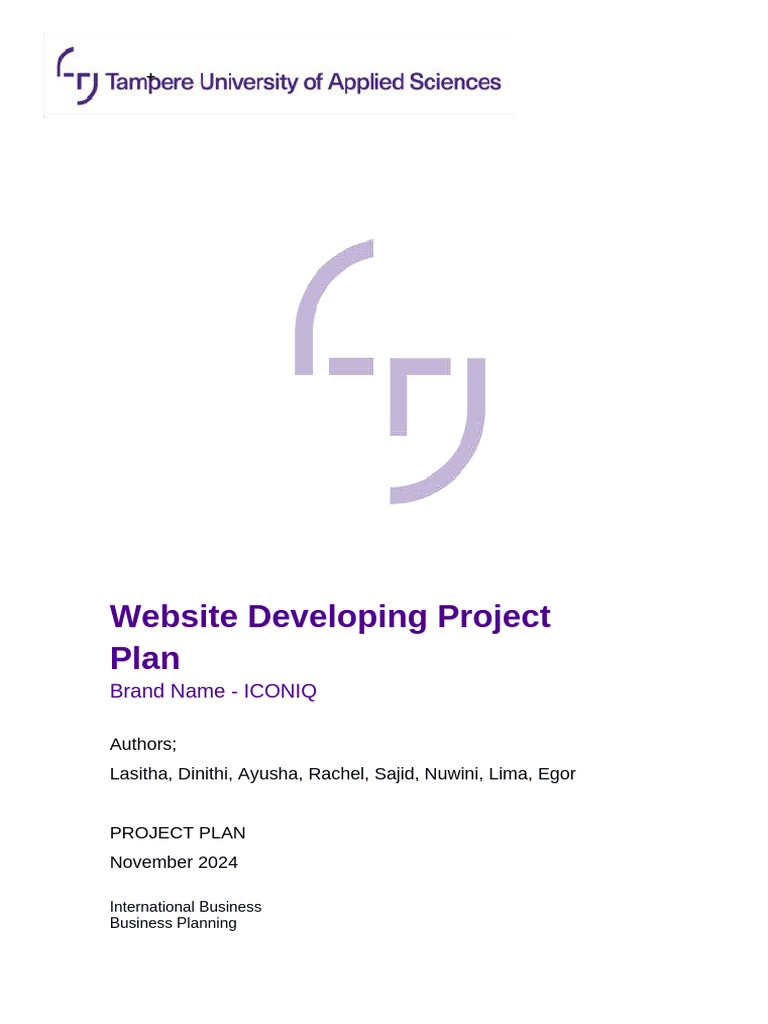 Group 6 Website Developing Project Plan - (Brand Name - ICONIQ) | PDF | Search Engine ...