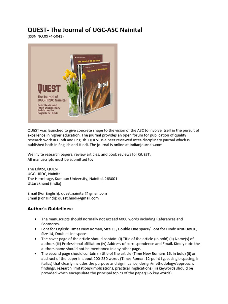 Quest Guidelines | PDF | Text | Written Communication