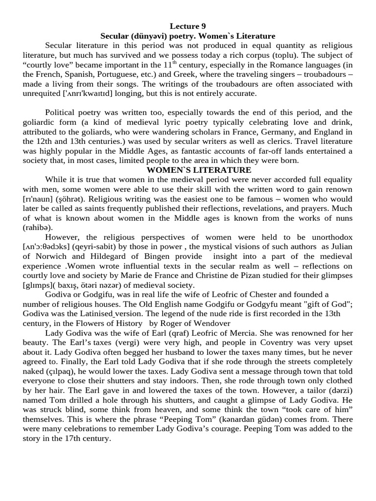 9 Secular Poetry. (New) Docx | PDF | History