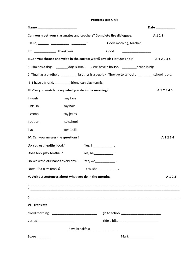 Progress Test Unit 1 CL 3 | PDF | Career & Growth