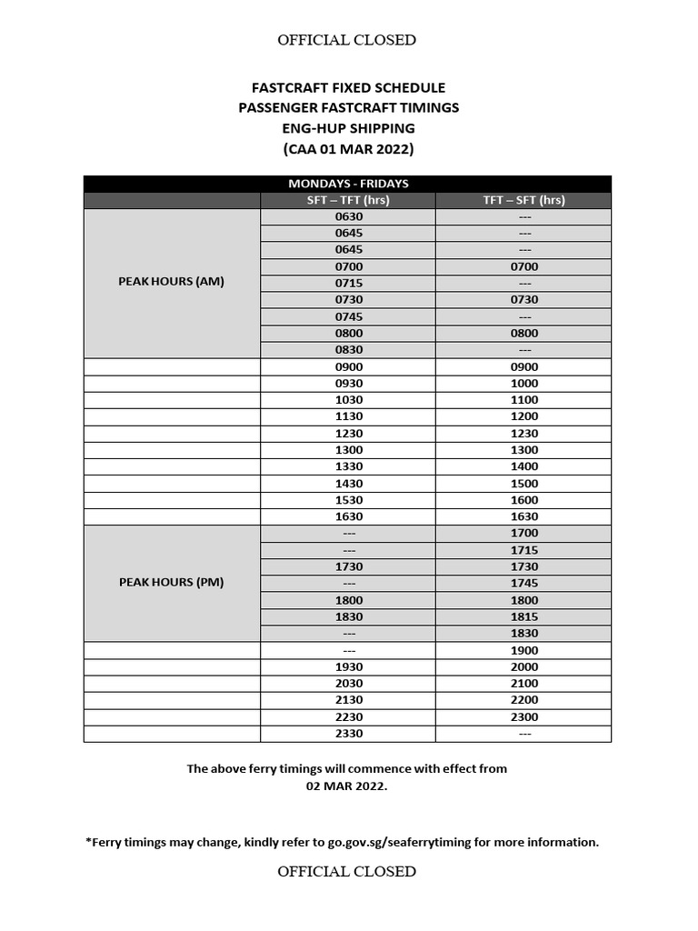 Sea Ferry Timing | PDF | Transport