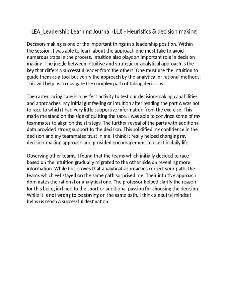 LEA-Heuristics and Decision Making | PDF