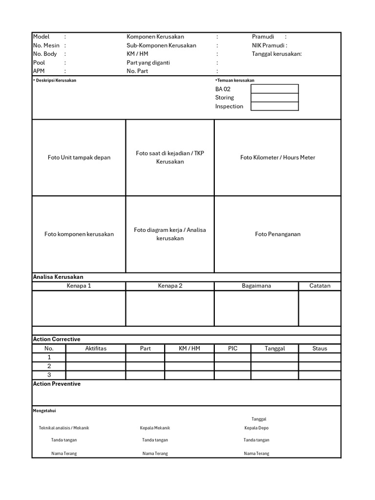 Laporan Kerusakan Alat Teknikal | PDF