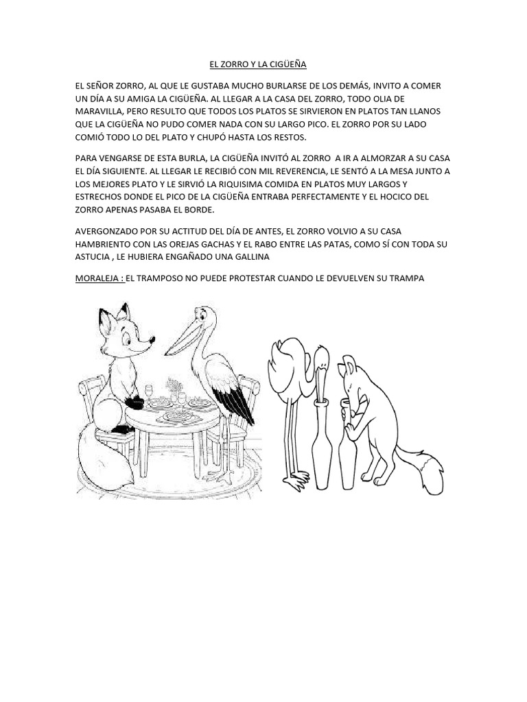 El Zorro y la Cigüeña: Lección de Astucia | PDF