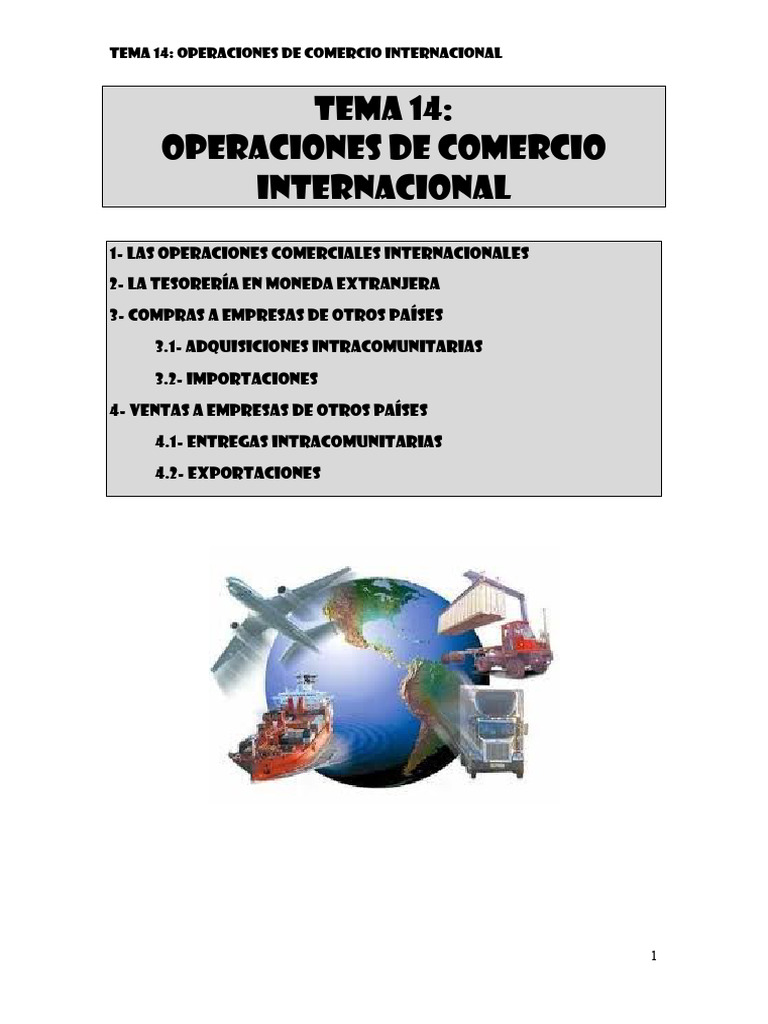Tema 14 Operaciones de Comercio Internacional | PDF | Tipo de cambio | Euro