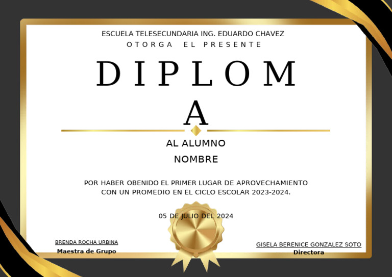 Diploma Primer Lugar Aprovechamiento 2024 | PDF