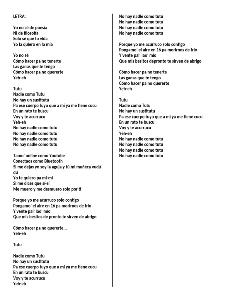 Tutu - Canción | PDF