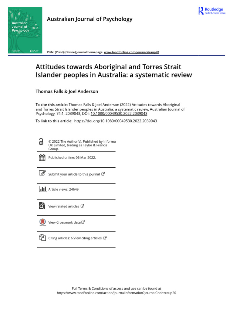 Attitudes Towards Aboriginal and Torres Strait Islander Peoples in ...