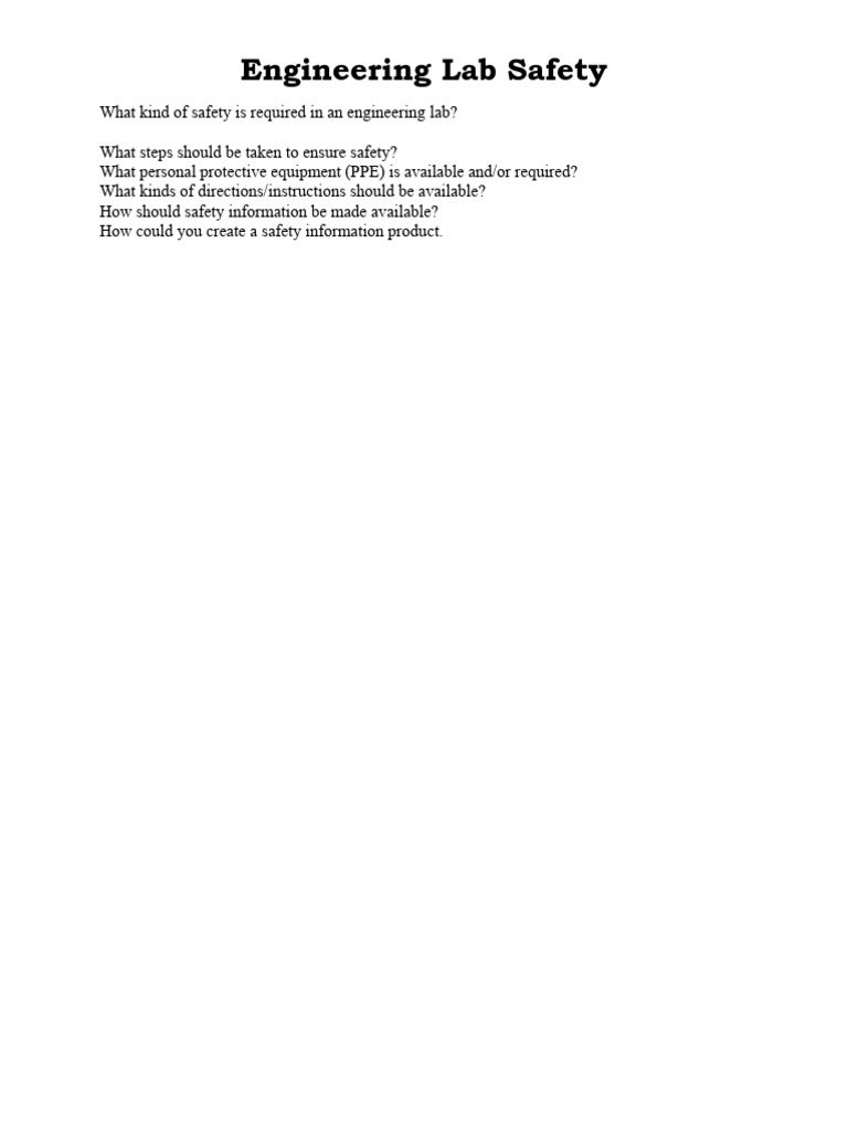 Engineering Lab Safety | PDF