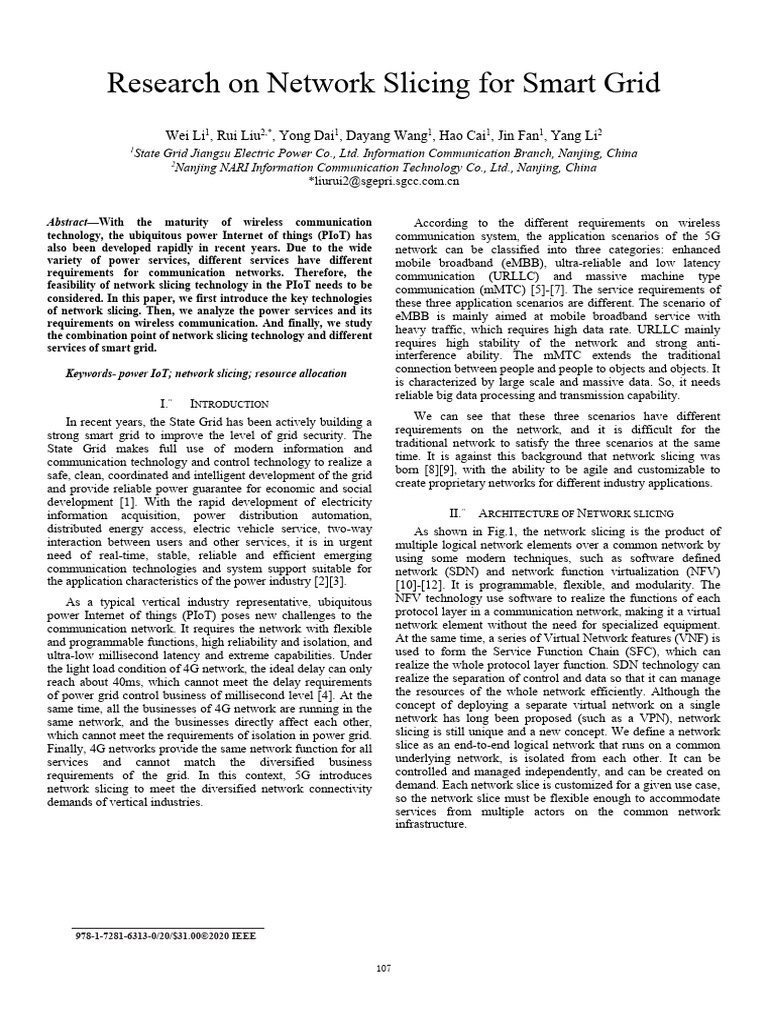 Research On Network Slicing For Smart Grid | PDF | Computer Network | Computing