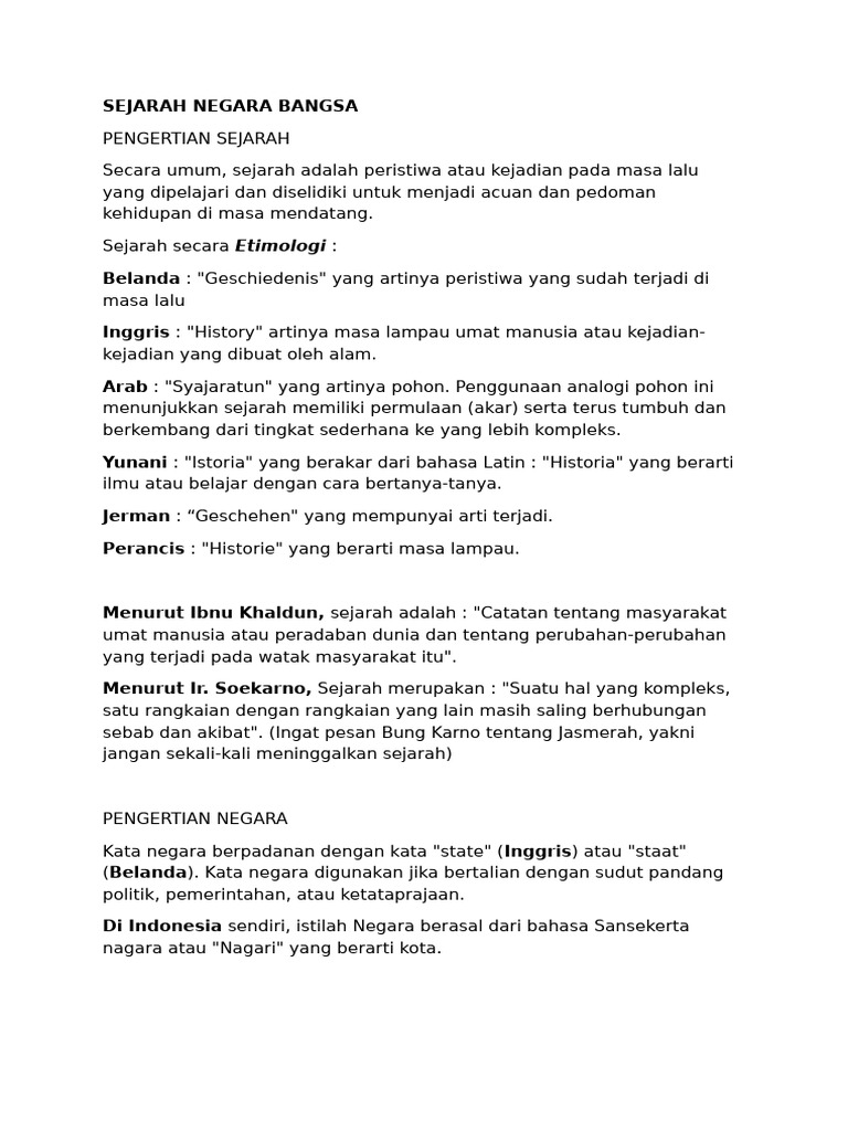 Definisi Sejarah Negara Bangsa | PDF