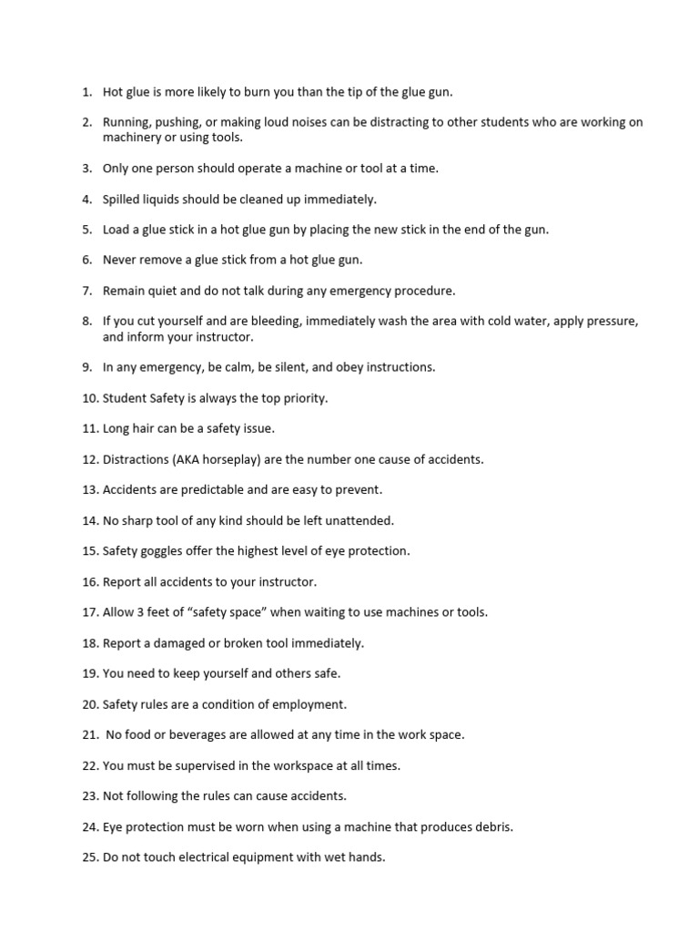 Safety Rules Study Guide | PDF