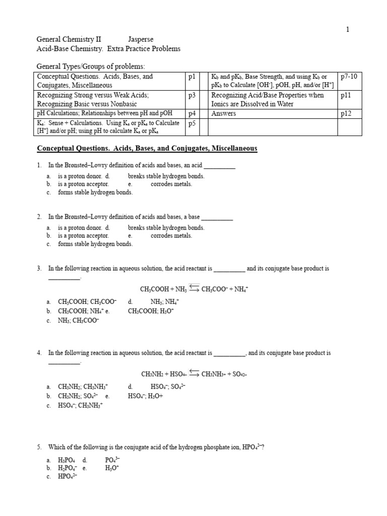 Acid-Base Chemistry Practice Problems | PDF | Acid | Ph