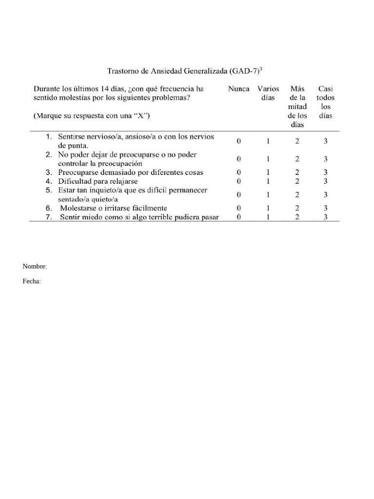 Gad-7 - Conicet - Ansiedad Generalizada | PDF