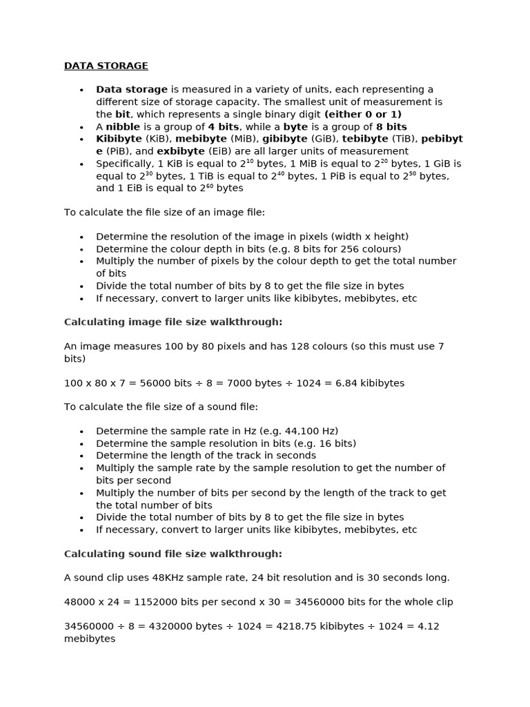 DATA STORAGE and Compression | PDF | Data Compression | Character Encoding