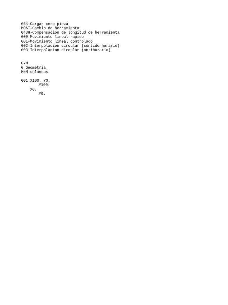 Código G y M para CNC Básico | PDF
