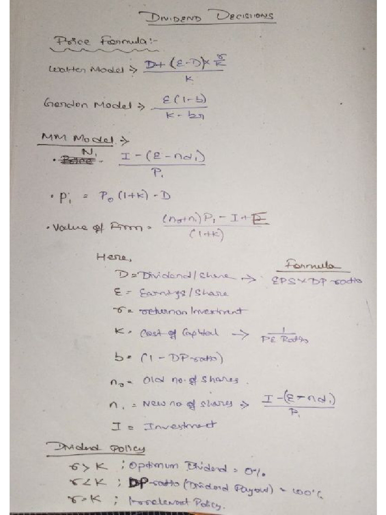 FM Formula Sheet | PDF
