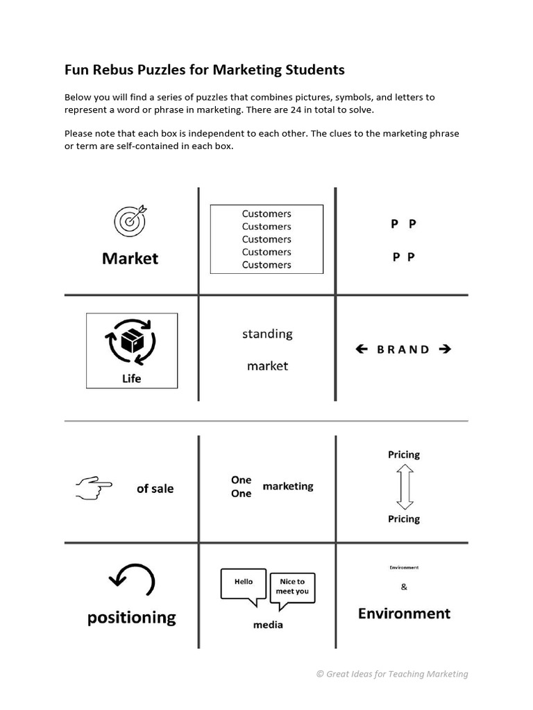 ACTIVITY 5 Fun Rebus Puzzles For Marketing Students | PDF | Career ...