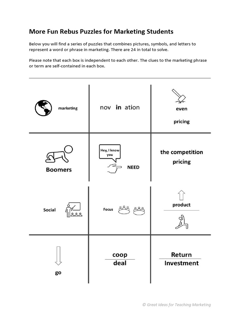 Marketing Rebus Puzzles for Students | PDF | Career & Growth