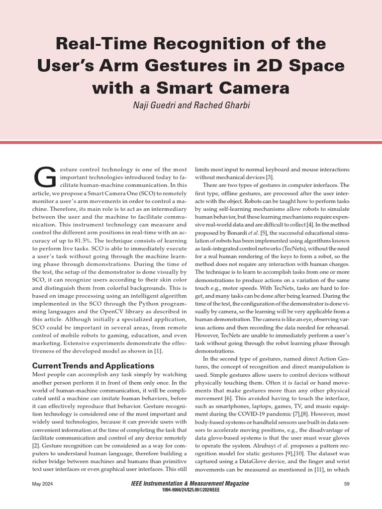 Real-Time Recognition of The Users Arm Gestures in 2D Space With A ...