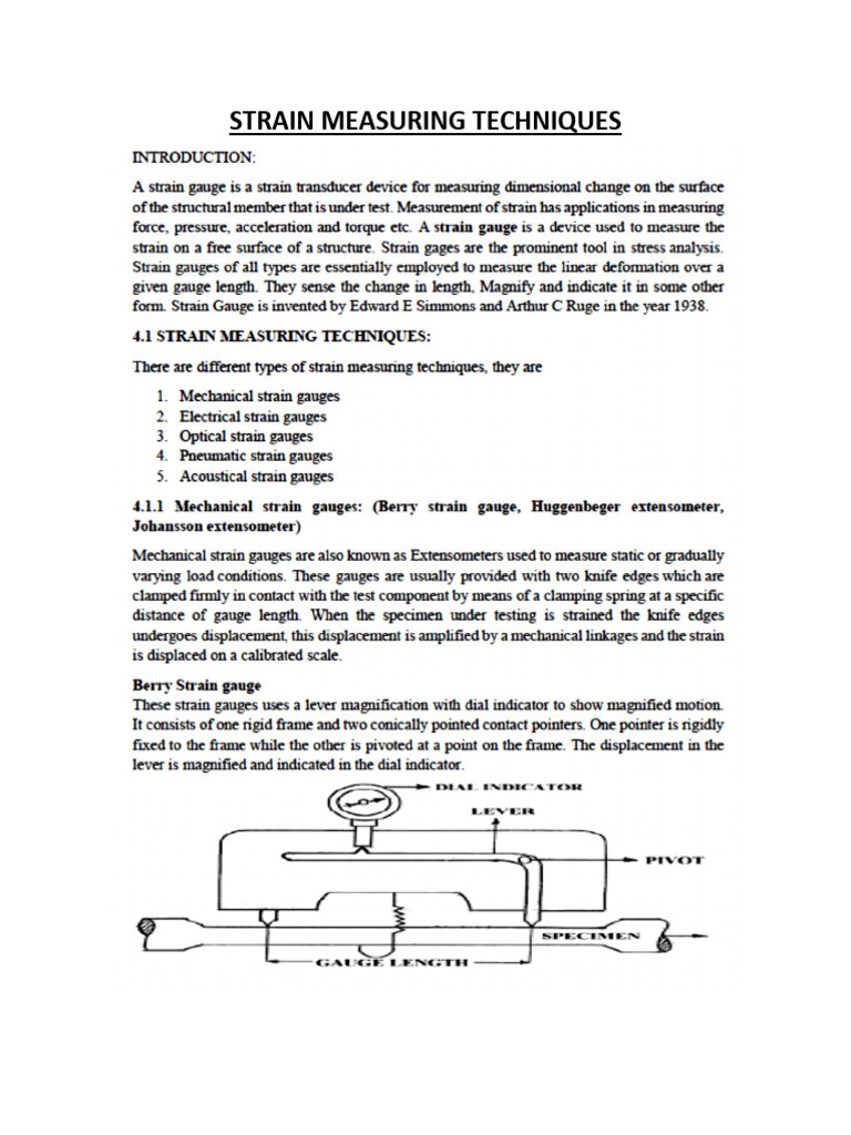 Strain Measuring Techniques | PDF